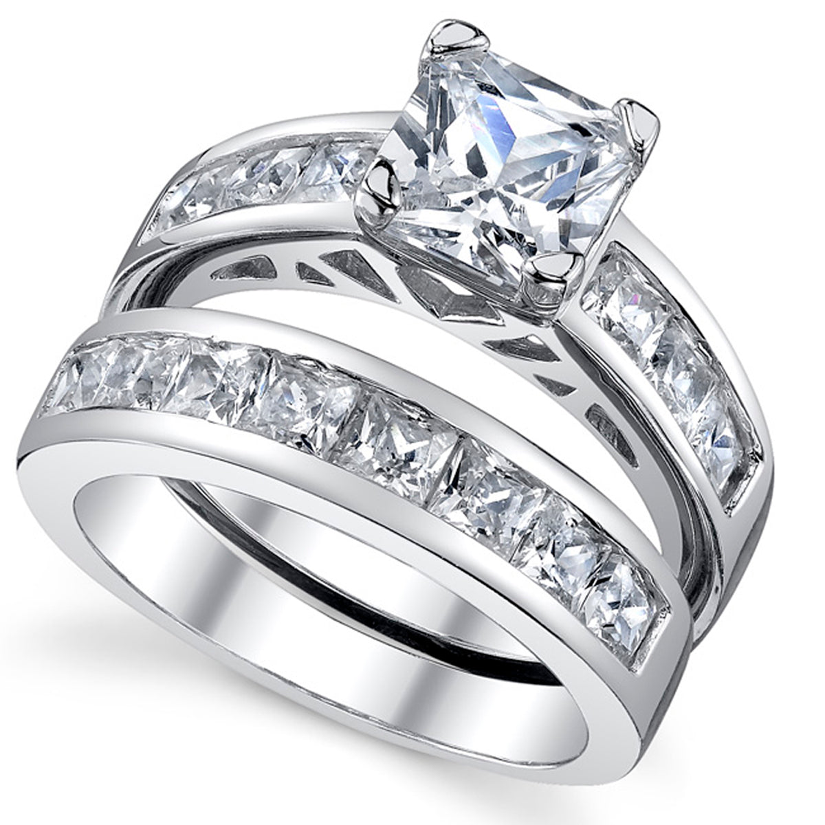 Women's 1 Carat Radiant Cubic Zirconia Sterling Silver 925 Wedding Eng – Metal Masters Co.