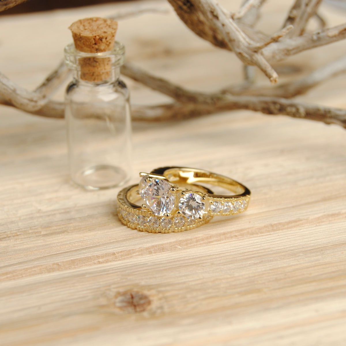 Women's Gold Tone Over Sterling Silver Past Present Future 2-Pc Bridal – Metal Masters Co.