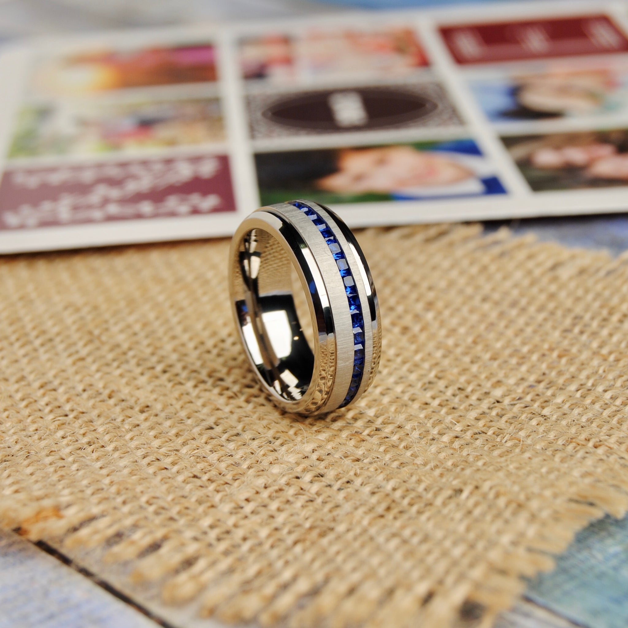 Men's 2.4Ct. Blue Sapphire Titanium Wedding Band Engagement Ring Cubic – Metal Masters Co.