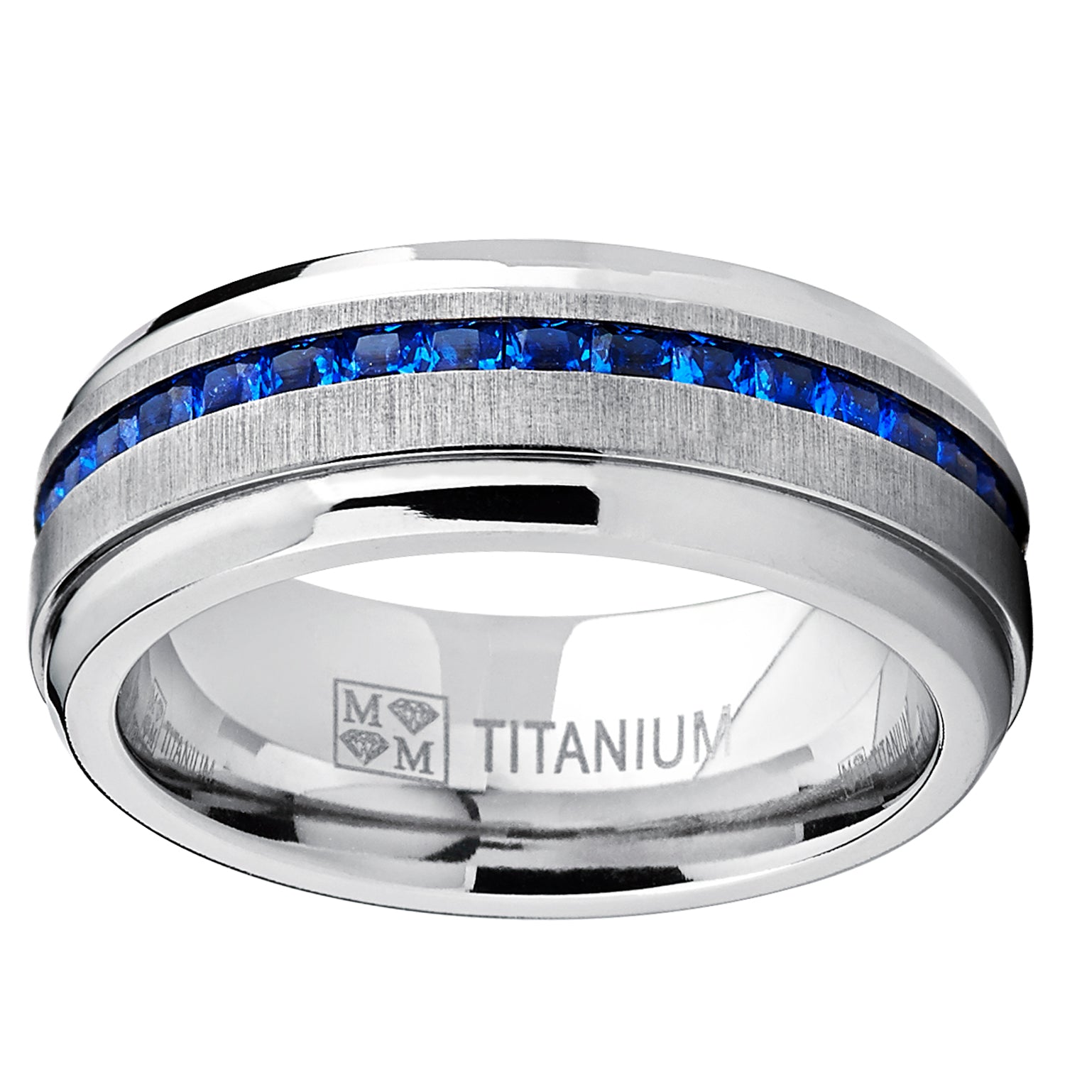 Men's 2.4Ct. Blue Sapphire Titanium Wedding Band Engagement Ring Cubic – Metal Masters Co.