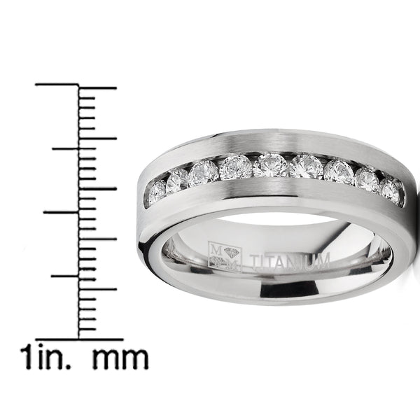 8MM Men's 1Ct. Titanium ring wedding band with 9 large Channel Set Cub – Metal Masters Co.